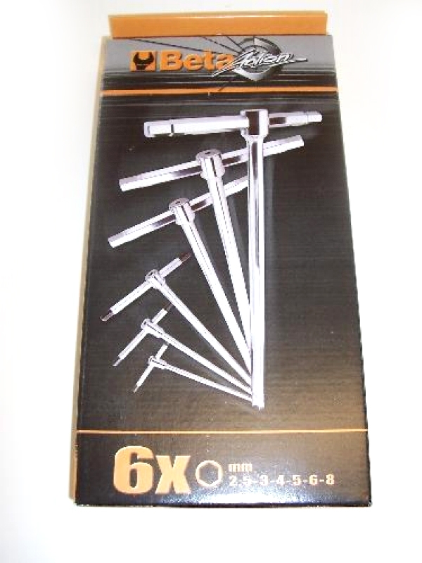Set of Six Beta Tools T Bar Sliding Allen Keys - Kart Parts